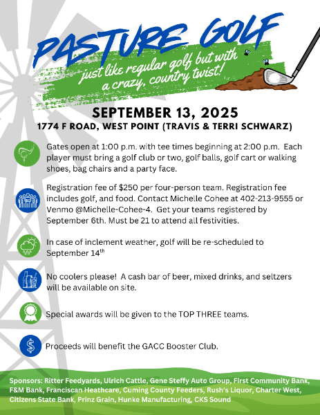 Guardian Angels Central Catholic - Pasture Golf Booster Club Fundraiser